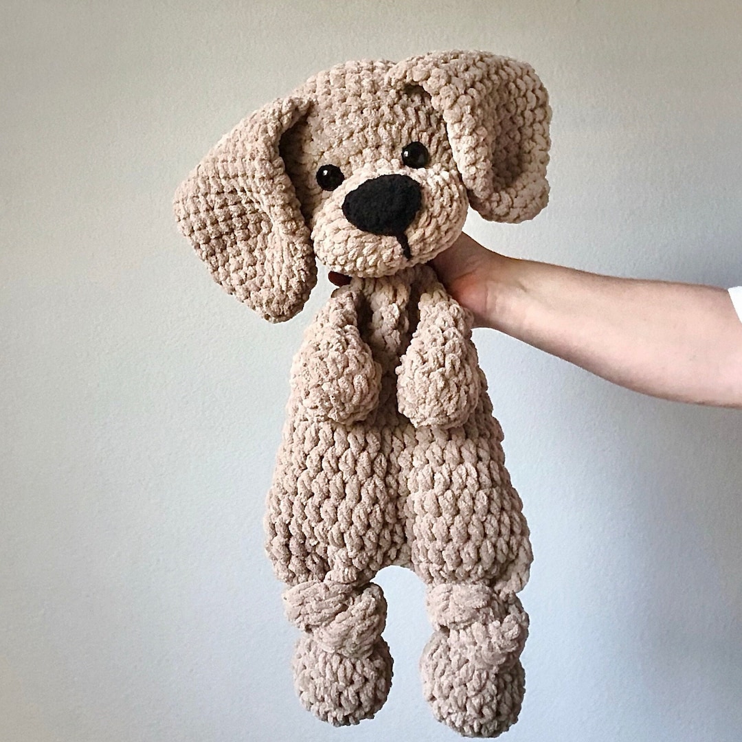 Extra Large Crochet Puppy Snuggler: Brown Chenille Lovey - Etsy