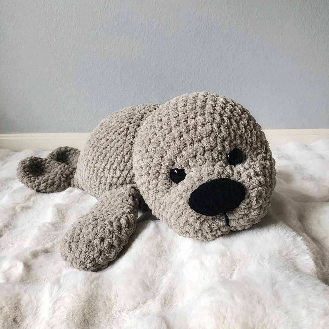 Extra Large Crochet Seal Plush: Gray Chubby Seal Stuffie - Etsy
