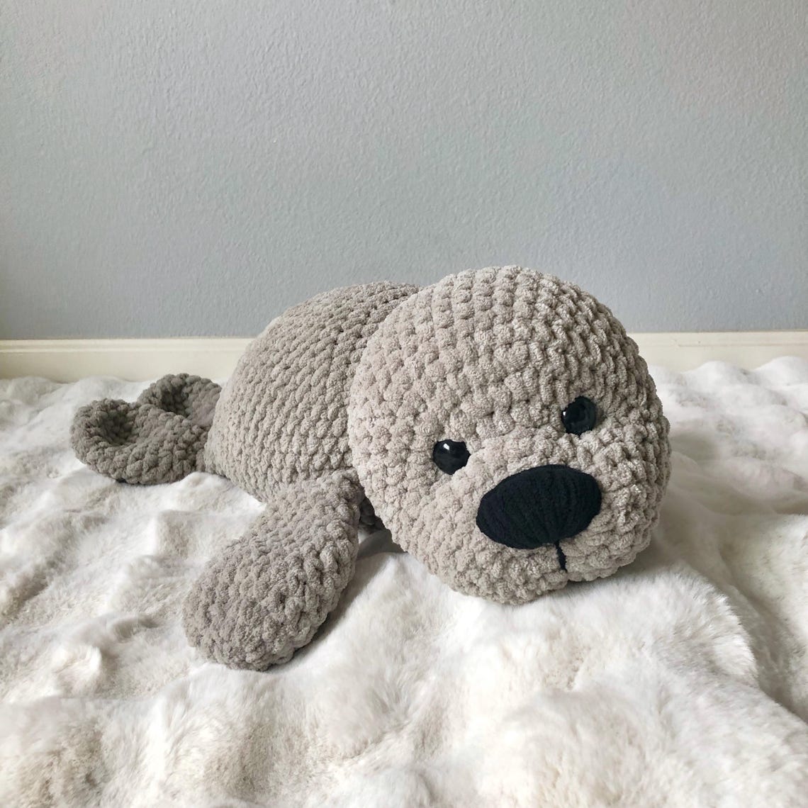 Extra Large Crochet Seal Plush: Gray Chubby Seal Stuffie - Etsy
