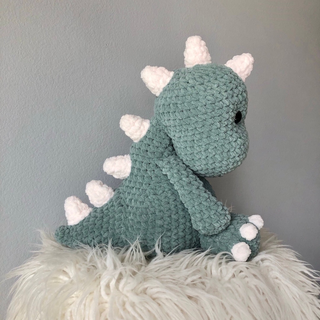 Extra Large Dinosaur Stuffie Dino Chubby Plush Crochet Dinosaur Green ...