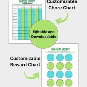 Editable/ Customizable Kids’ Reward and Chore Chart | Printable Kids ...