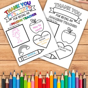 Teacher Appreciation Coloring Page, Thank You Teacher Giftsteacher ...
