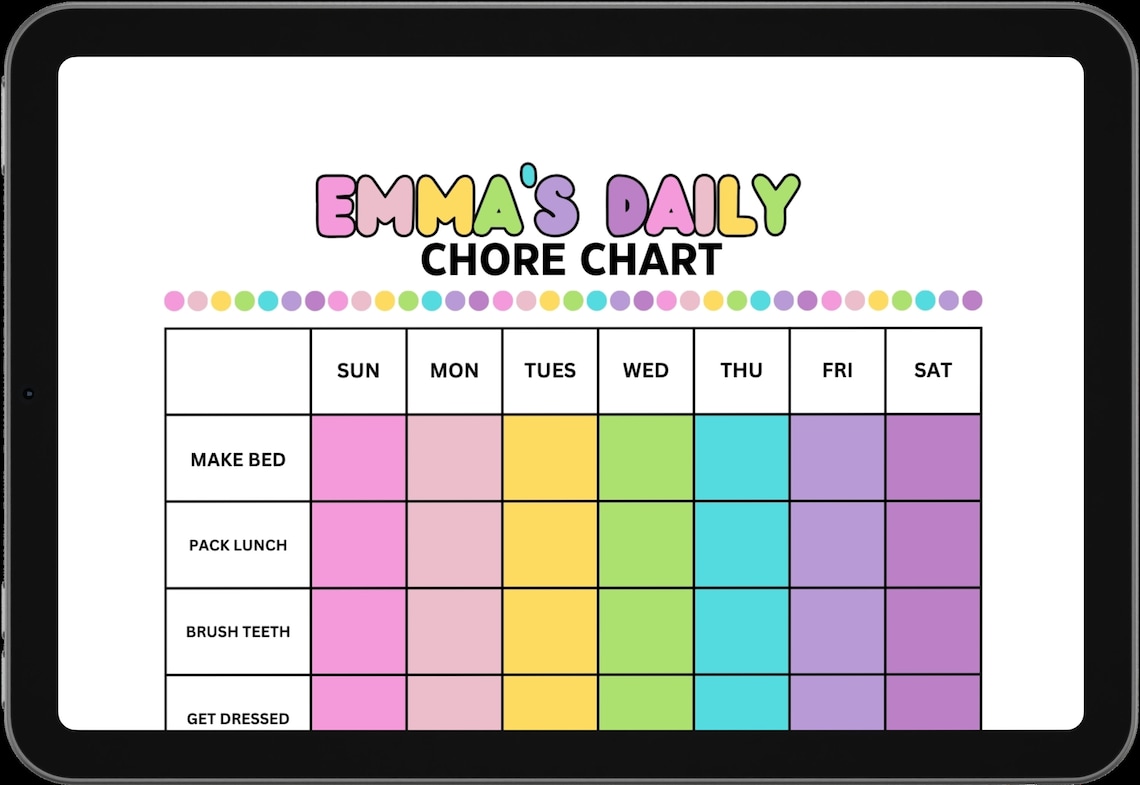Editable/ Customizable Kids’ Reward and Chore Chart | Printable Kids ...