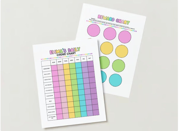 Editable/ Customizable Kids’ Reward and Chore Chart | Printable Kids ...