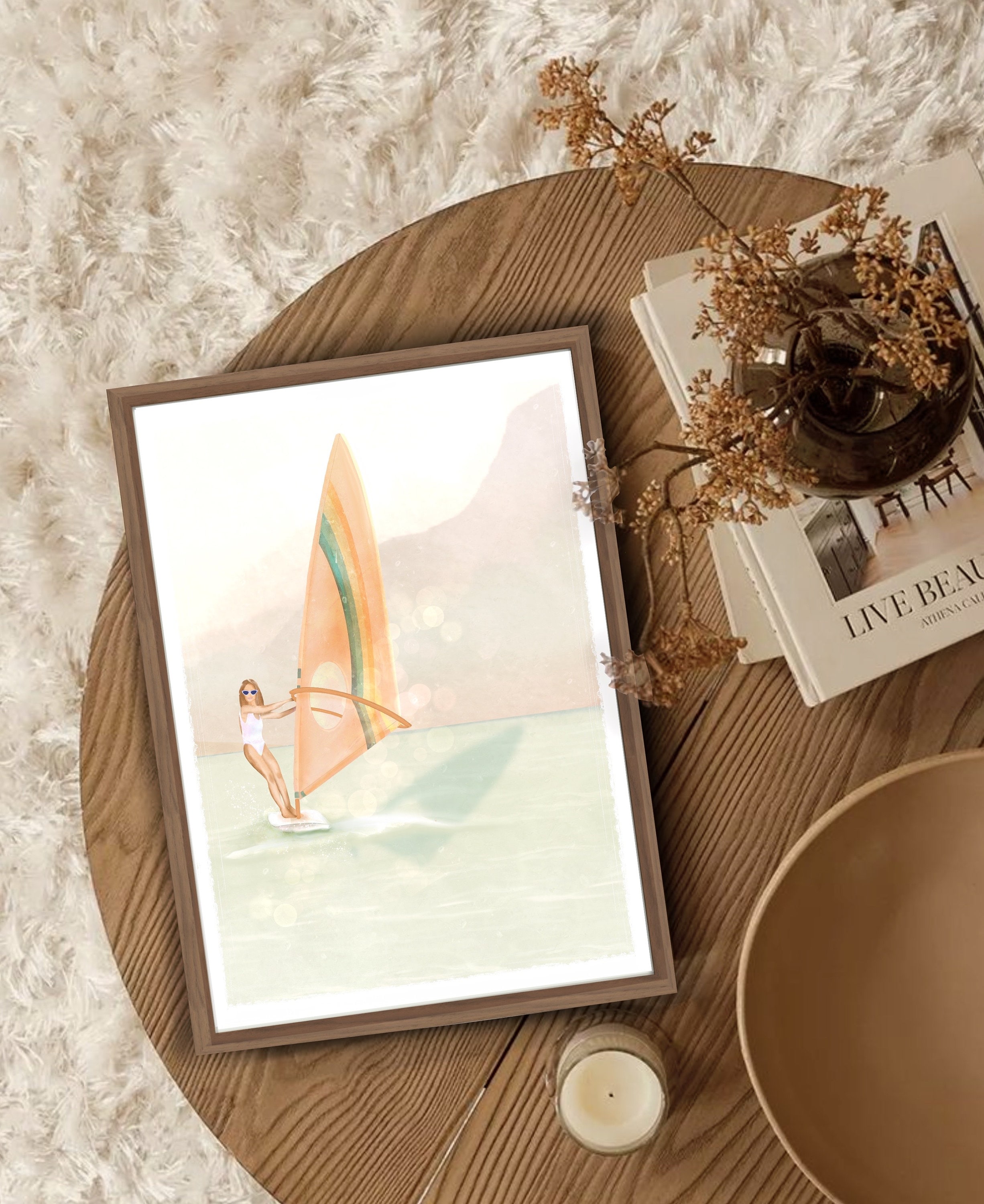 Retro Windsurf Art Print Vintage Lake Art Printable Water - Etsy