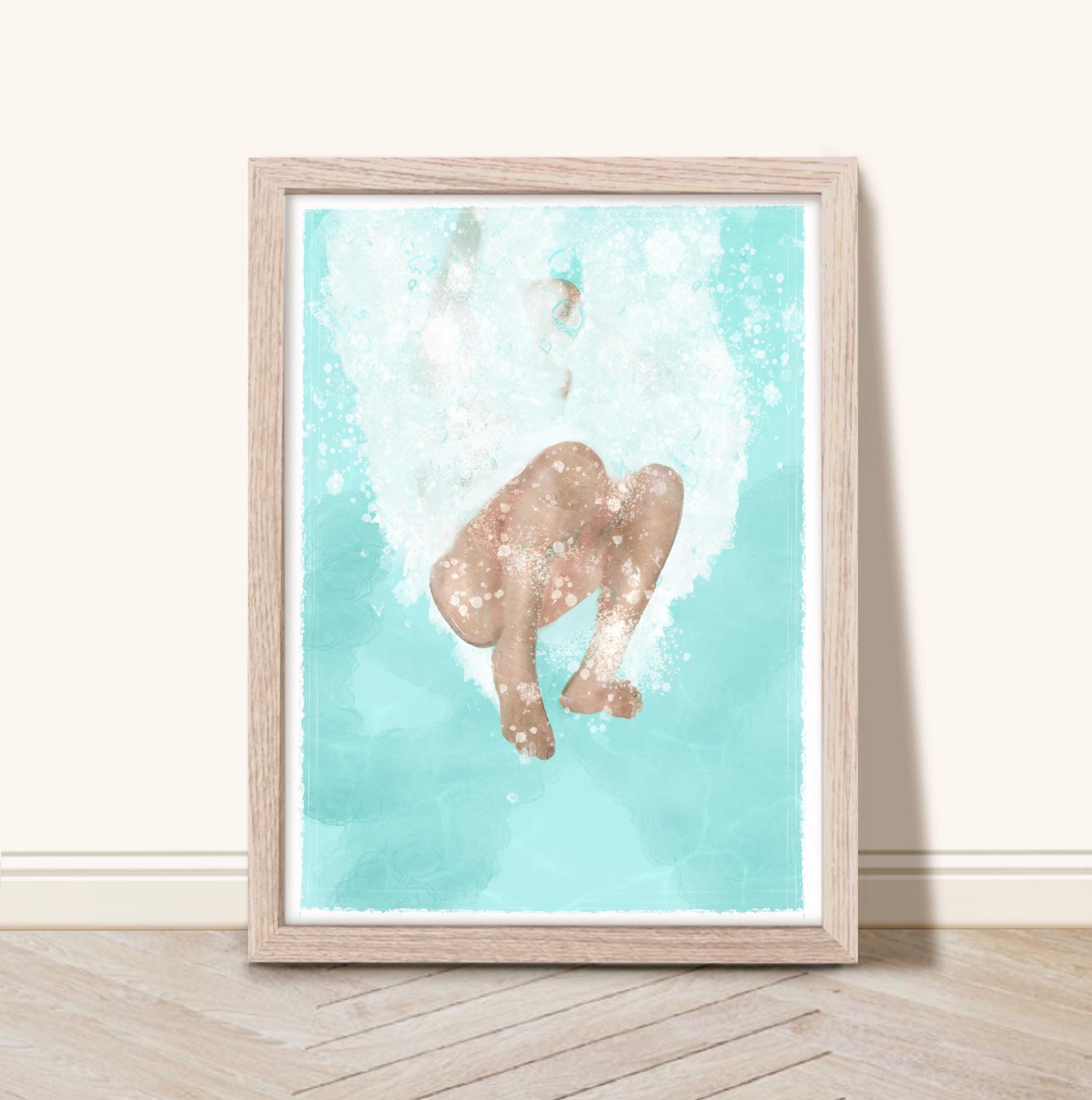 Underwater Swimming Pool Art Print: Retro Coastal Decor (digital ...