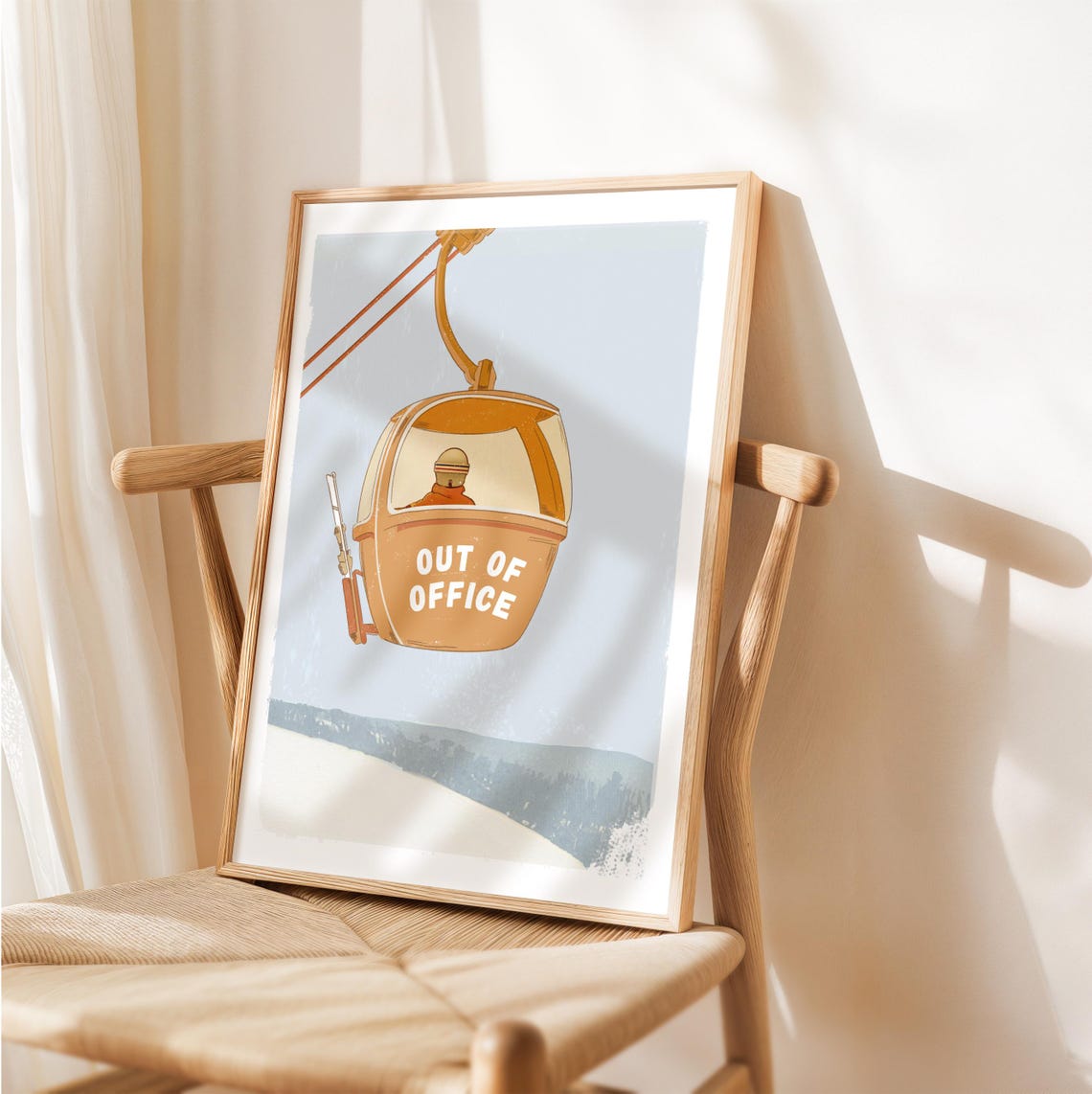Retro Ski Lift Art Print: 'out of Office' Ski Cabin Decor (digital ...