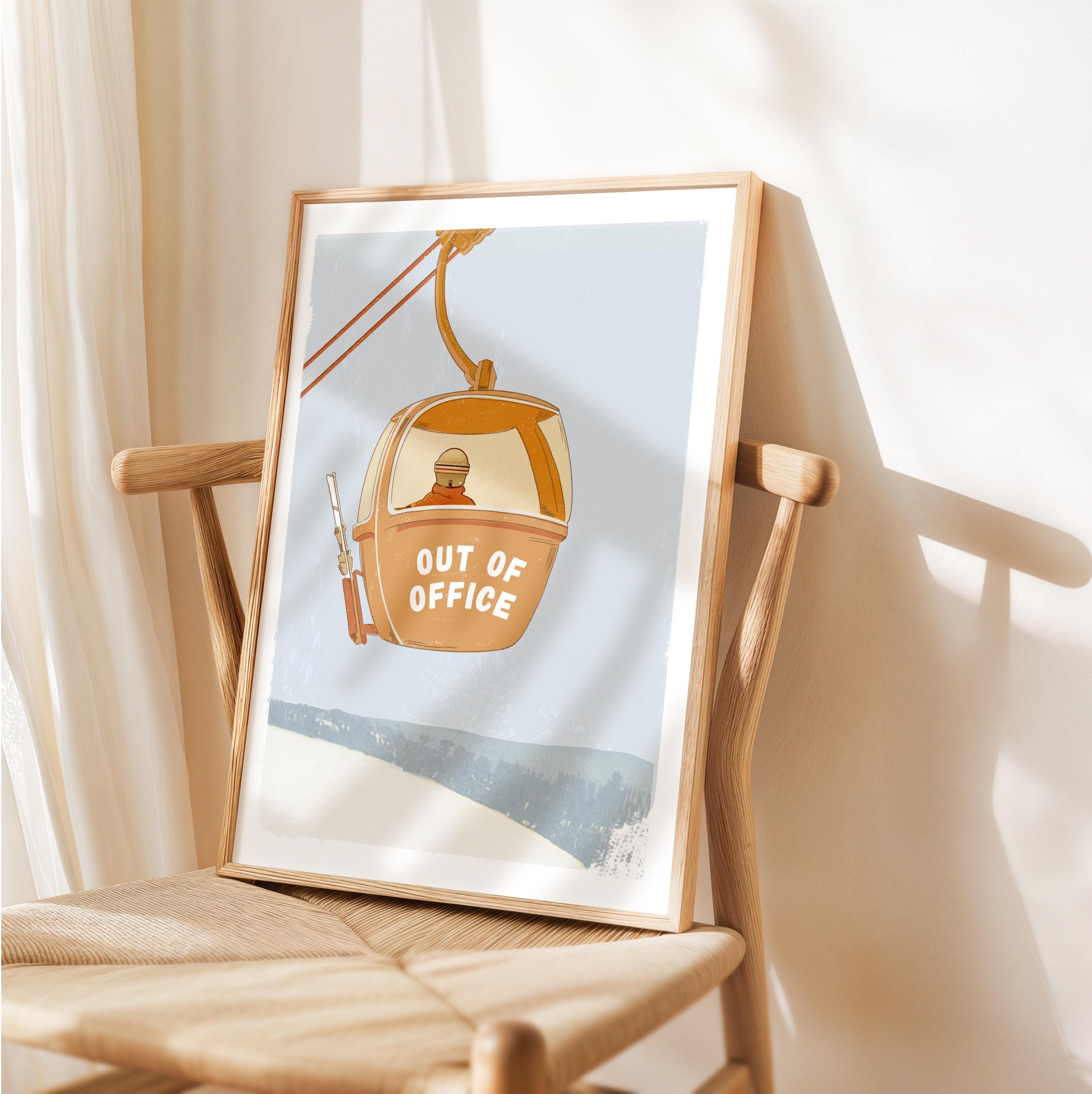 Retro Ski Lift Art Print: 'out of Office' Ski Cabin Decor (digital ...