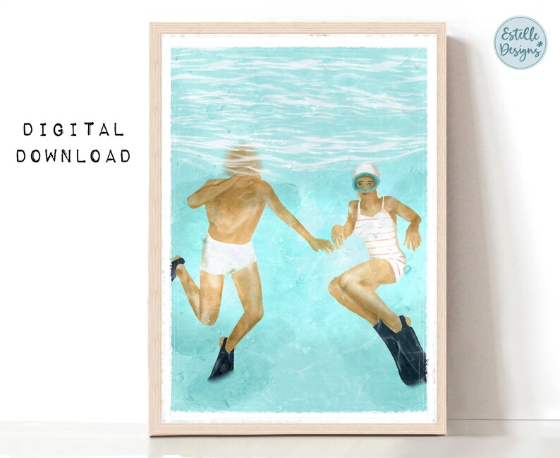 Retro Pool Art Underwater Swimming Pool Printable Vintage - Etsy UK