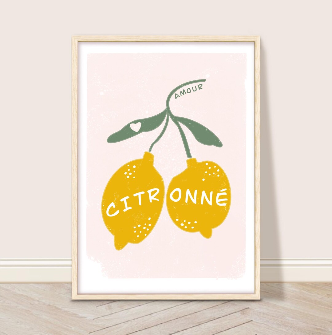 French Lemon Kitchen Poster: Trendy Yellow Food Art (digital Download ...
