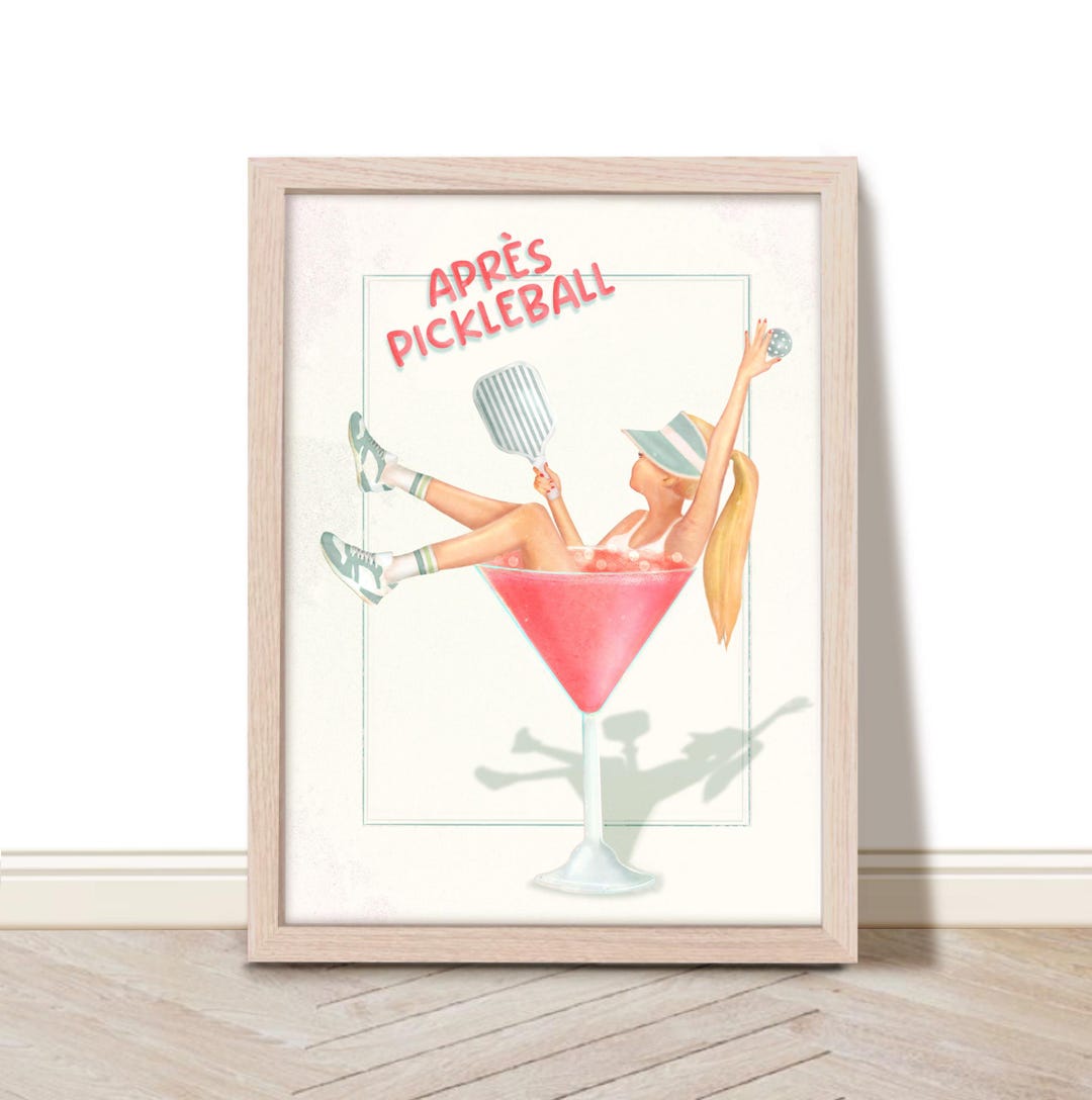 Après Pickleball Art Print: Retro Martini Glass Poster (digital ...