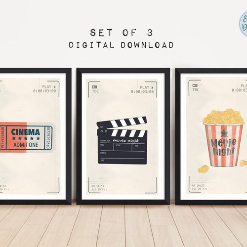 Home Theater Wall Decor Movie Theater Decor Printable Wall - Etsy