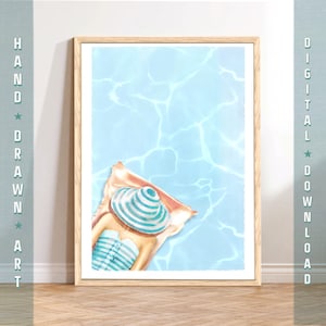 Vintage Swimming Pool Wall Art, Summer Coastal Art Print, Pool House ...