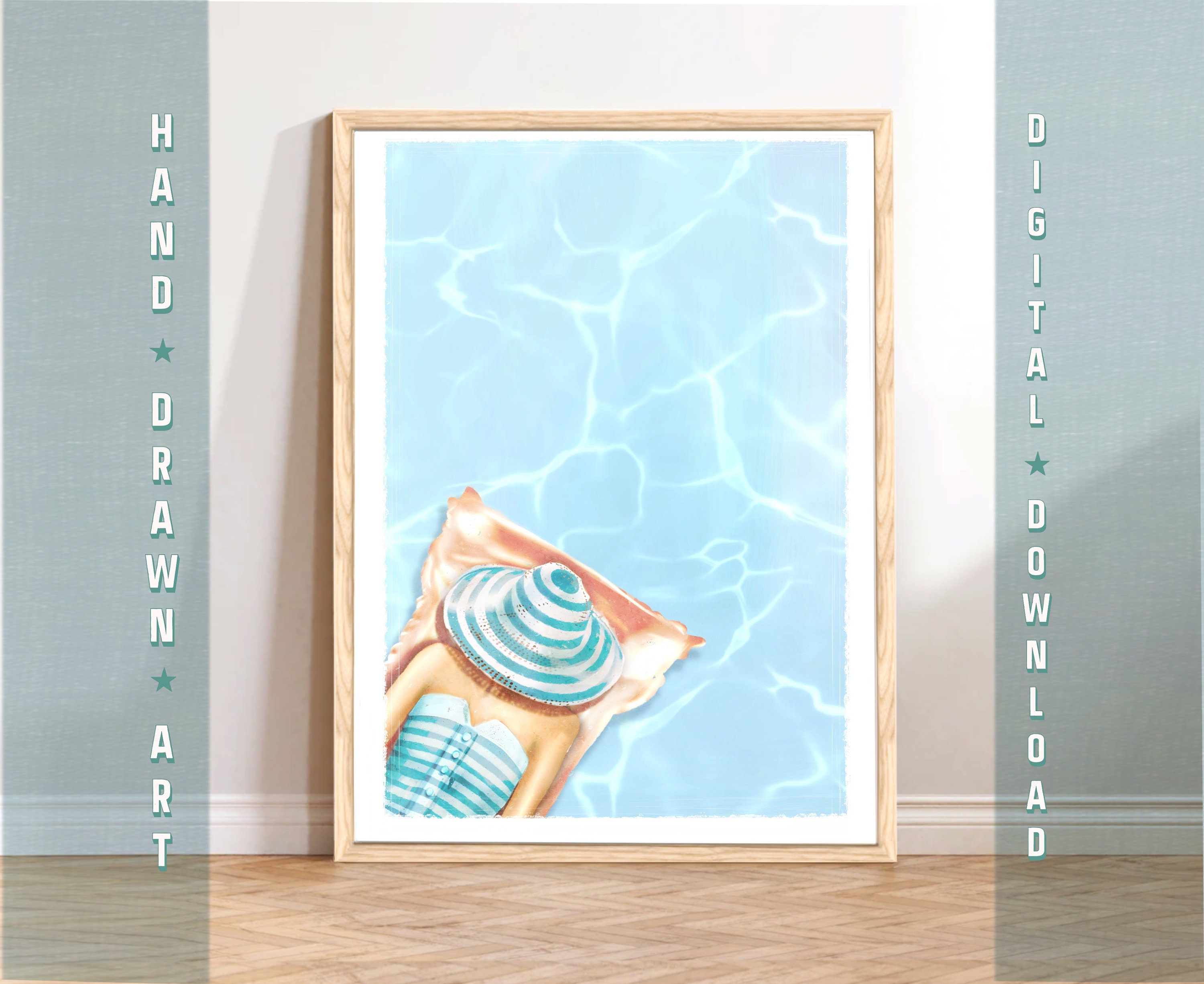 Vintage Swimming Pool Wall Art, Summer Coastal Art Print, Pool House ...