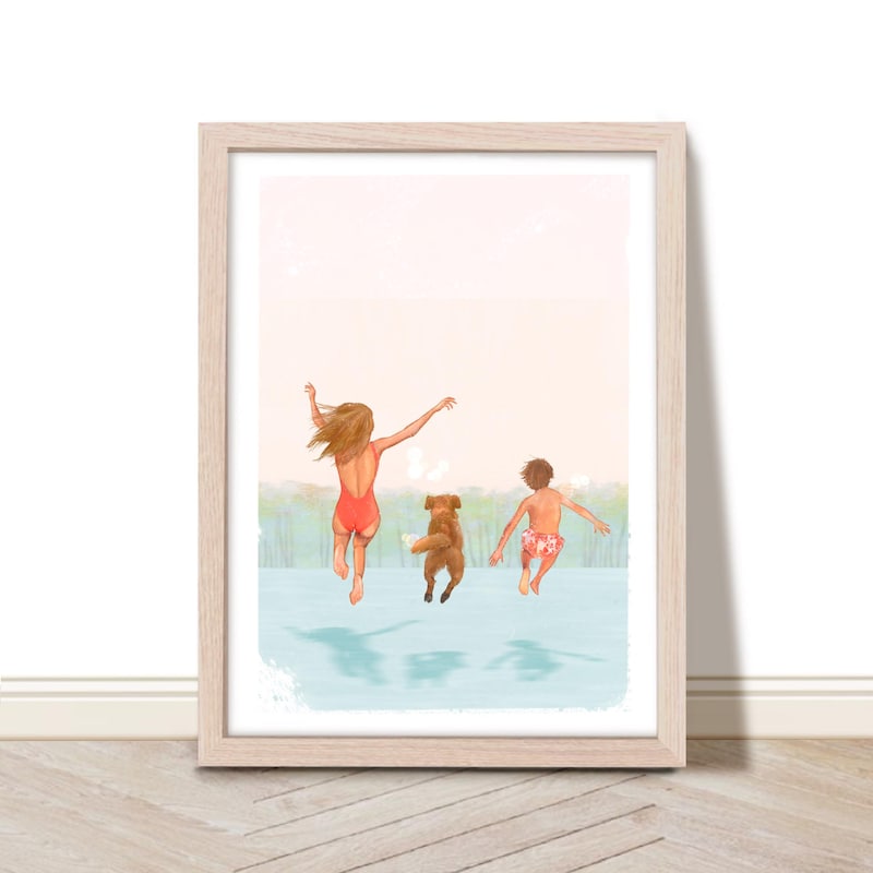 Dog Jump in Lake - Etsy UK