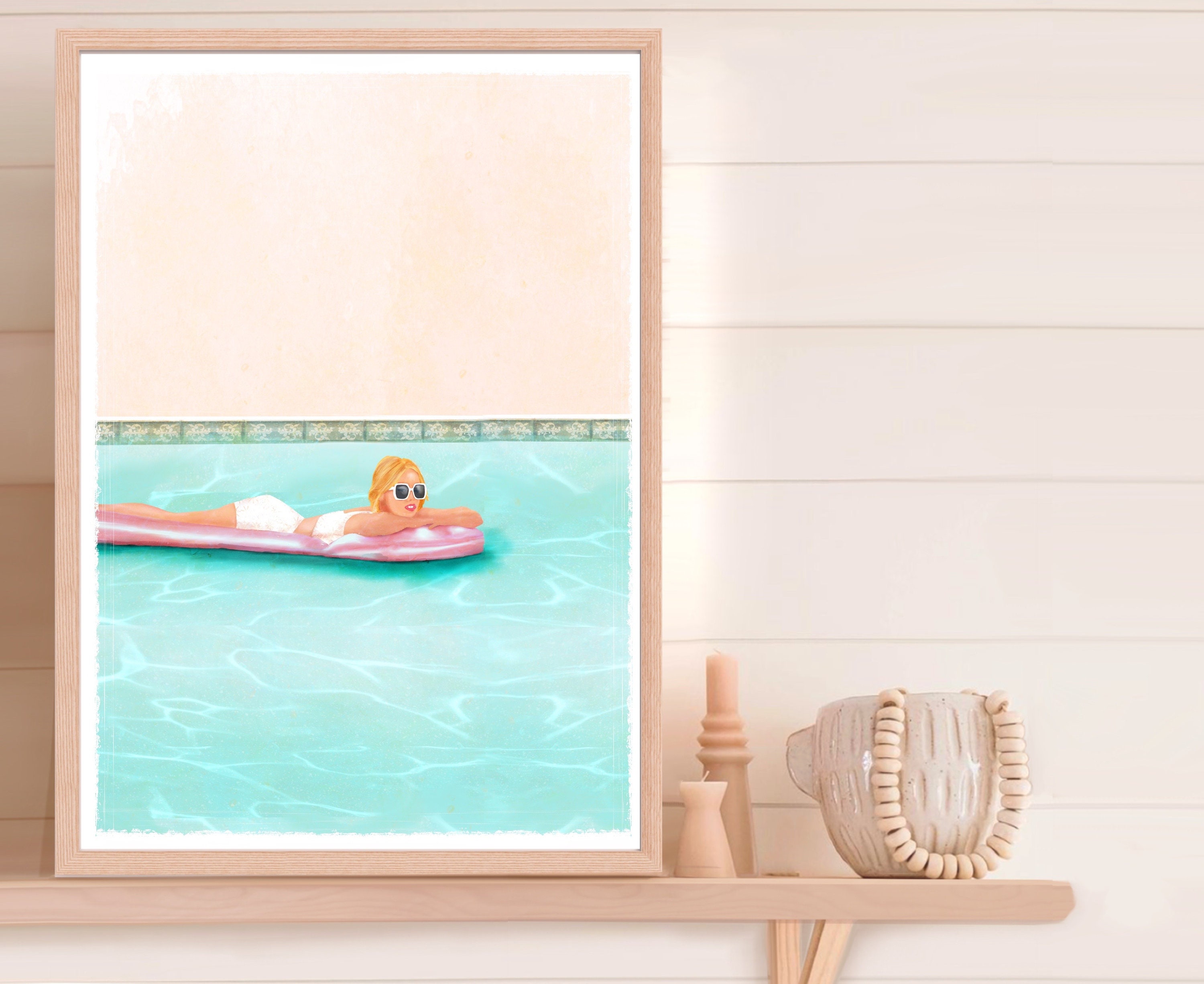 Vintage Pool Wall Art, Retro Swimming Pool Art Print, Summer Home Decor ...
