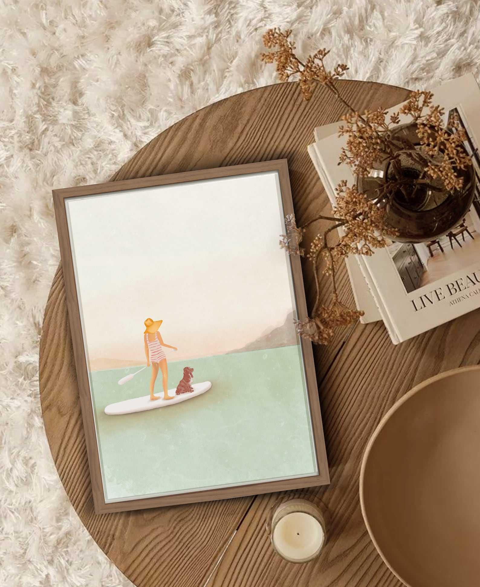 Retro Paddleboard Art Print Vintage Lake House Decor Pastel - Etsy