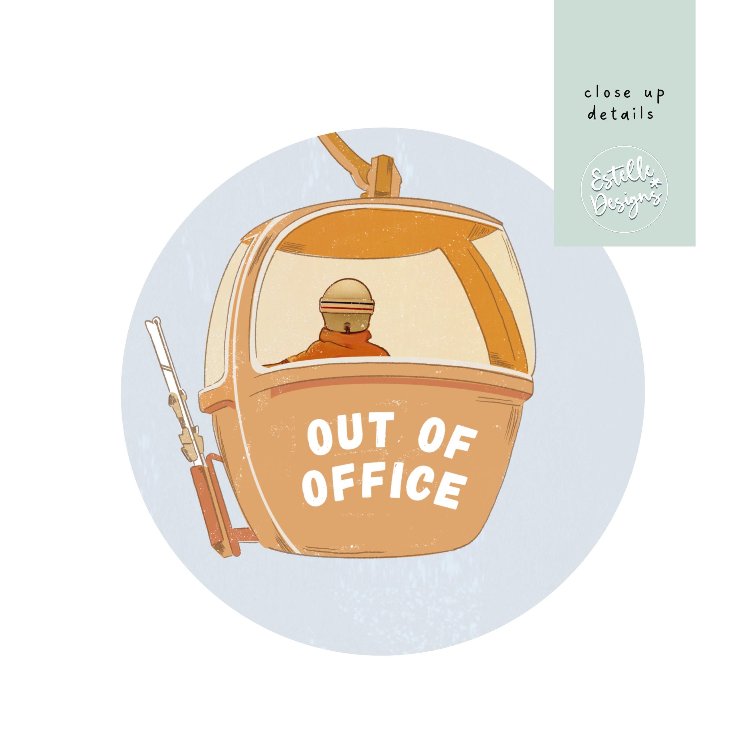 Retro Ski Lift Art Print: 'out of Office' Ski Cabin Decor (digital ...