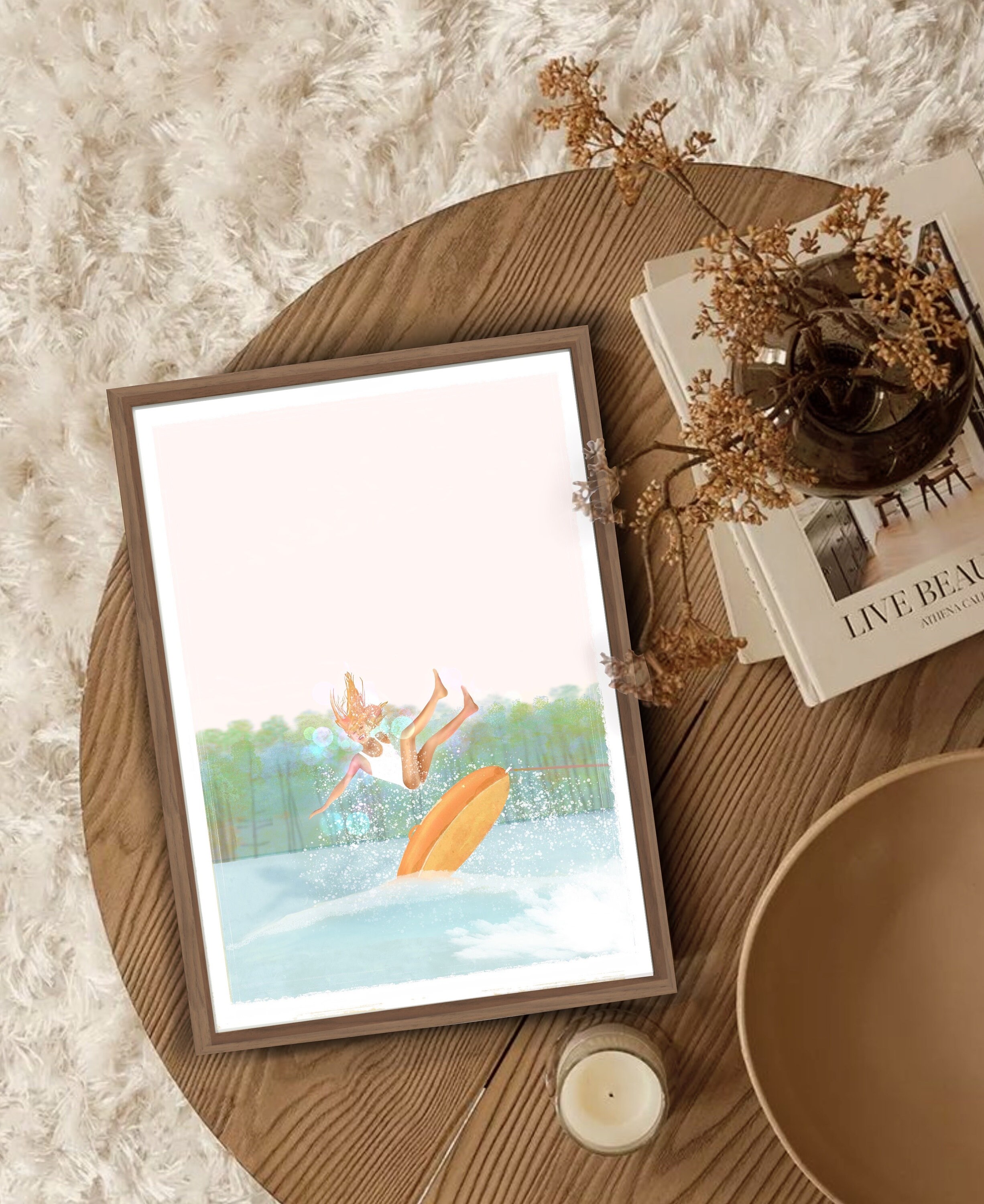 Lake Tubing Girl Art Print: Summer Nautical Wall Decor (digital ...