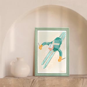 Retro Skier Printable, Vintage Ski Poster, Preppy Skiing Print ...