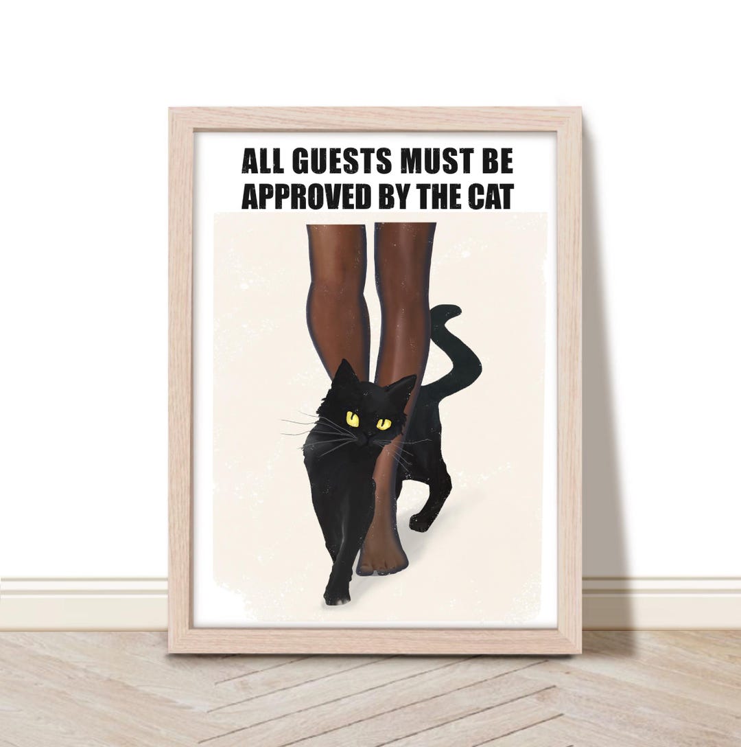 Vintage Cat Poster, Trendy Black Cat Wall Art, Cute Cat Lover Gift ...