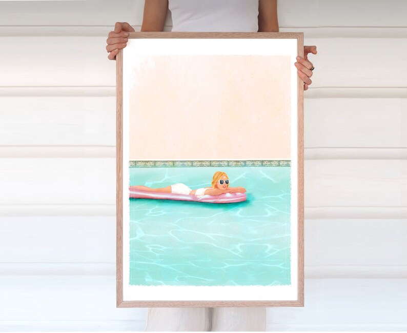 Vintage Pool Wall Art, Retro Swimming Pool Art Print, Summer Home Decor ...