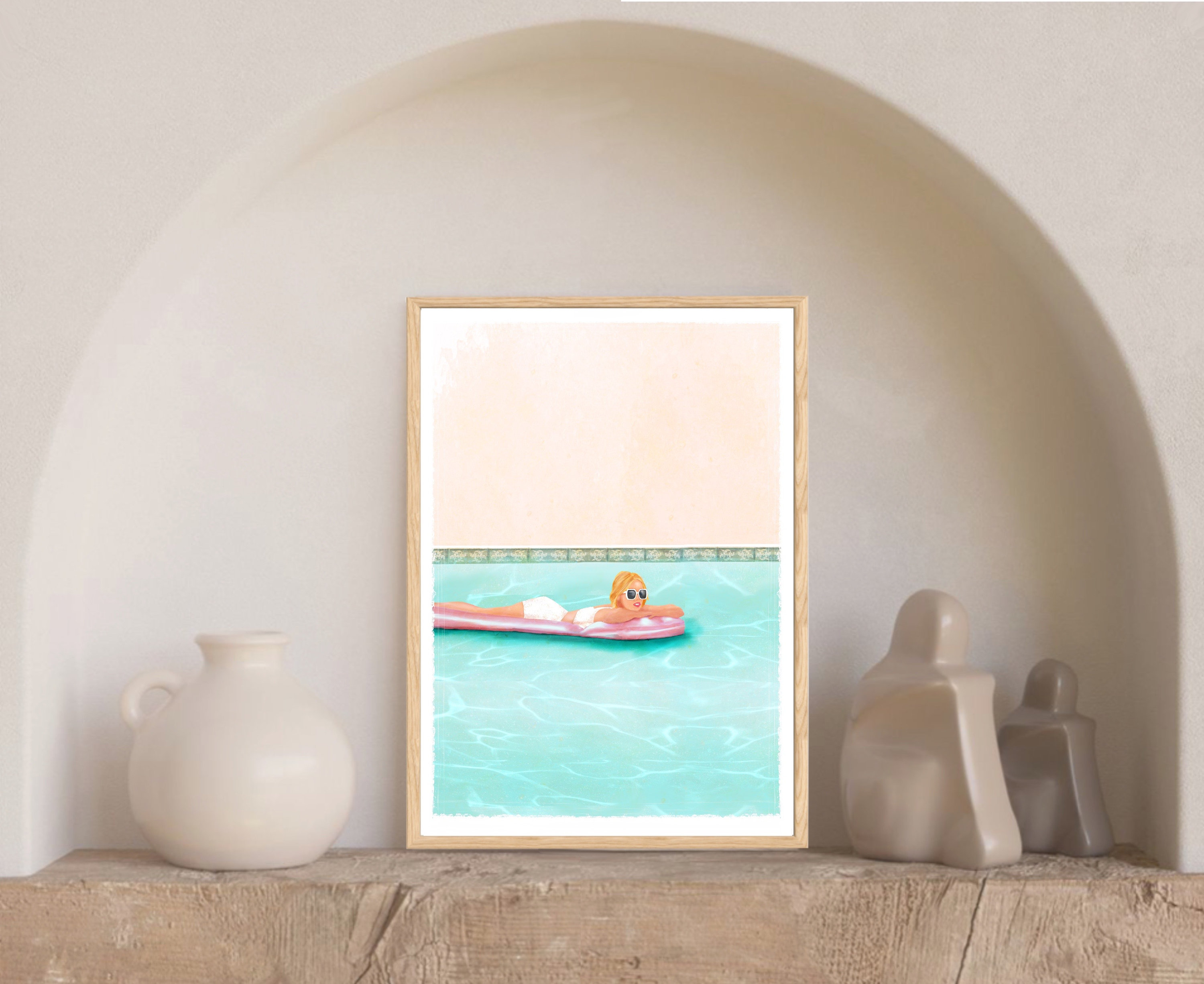 Vintage Pool Wall Art, Retro Swimming Pool Art Print, Summer Home Decor ...