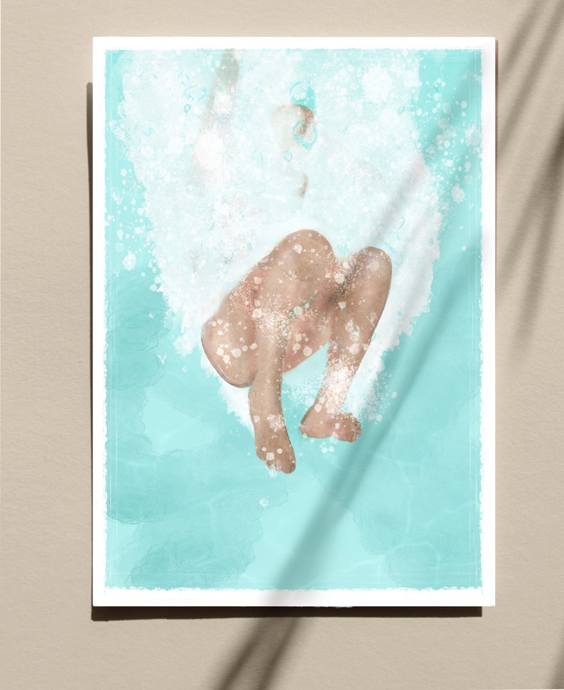 Underwater Swimming Pool Art Print Retro Pool Swimming - Etsy