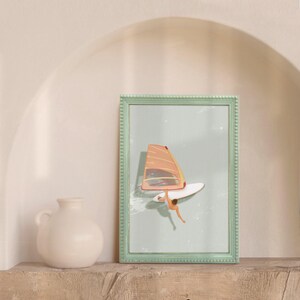 Windsurf Art Print, Water Sports Digital Art, Retro Windsurfing Wall ...