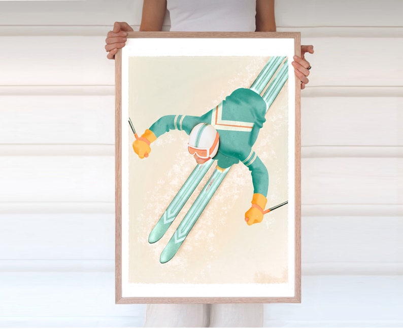 Retro Skier Printable Vintage Ski Poster Preppy Skiing - Etsy