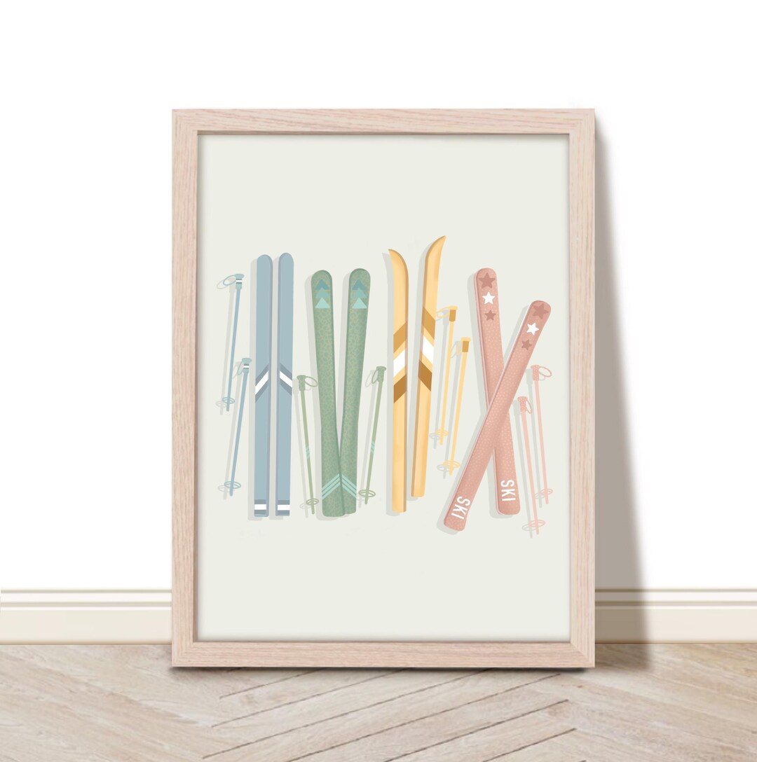 Pastel Ski Art Print: Retro Winter Sports Decor (digital Download) - Etsy