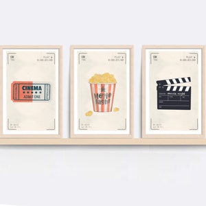 Home Theater Decor, Set of 3 Posters, Retro Movie Ticket, Vintage ...
