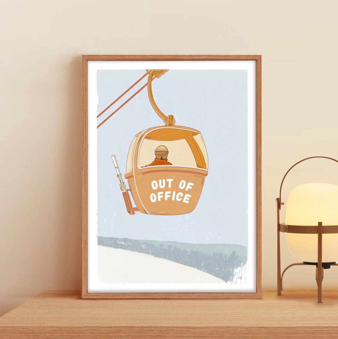 Retro Ski Lift Art Print: 'out of Office' Ski Cabin Decor (digital ...