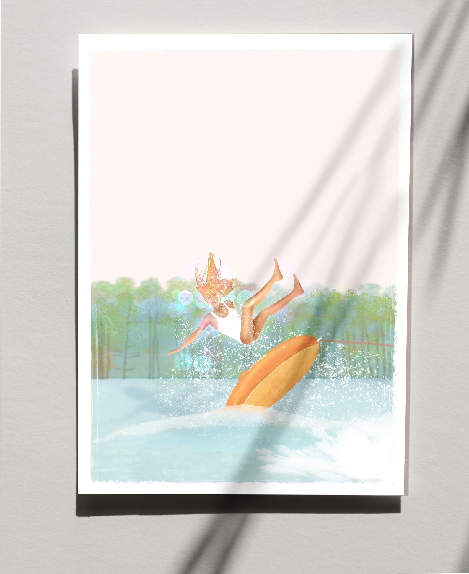 Lake Tubing Girl Art Print: Summer Nautical Wall Decor (digital ...
