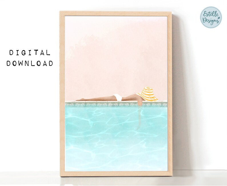 Vintage Swimming Pool Print Summer Tropical Home Decor Retro - Etsy