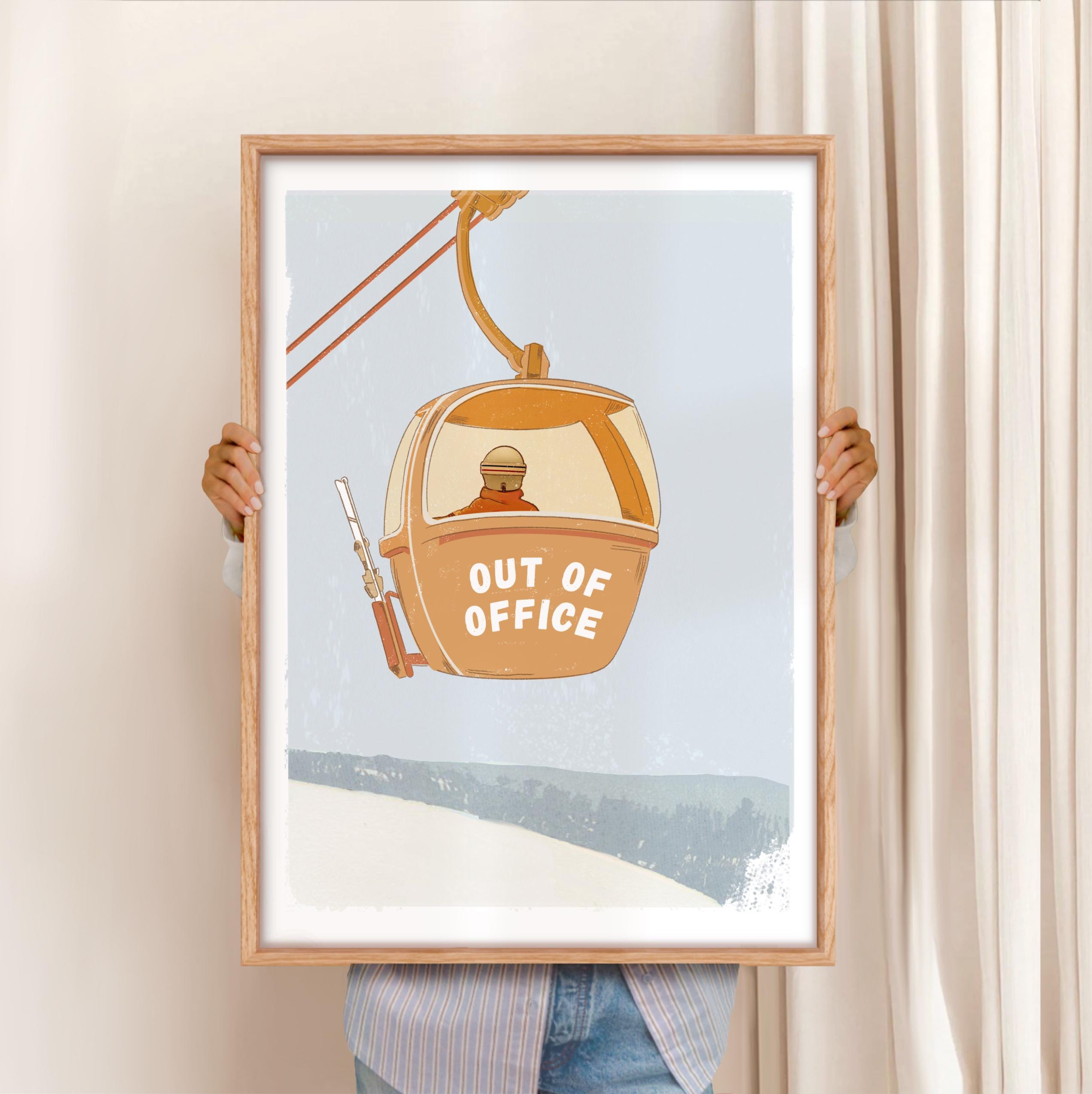 Retro Ski Lift Art Print: 'out of Office' Ski Cabin Decor (digital ...