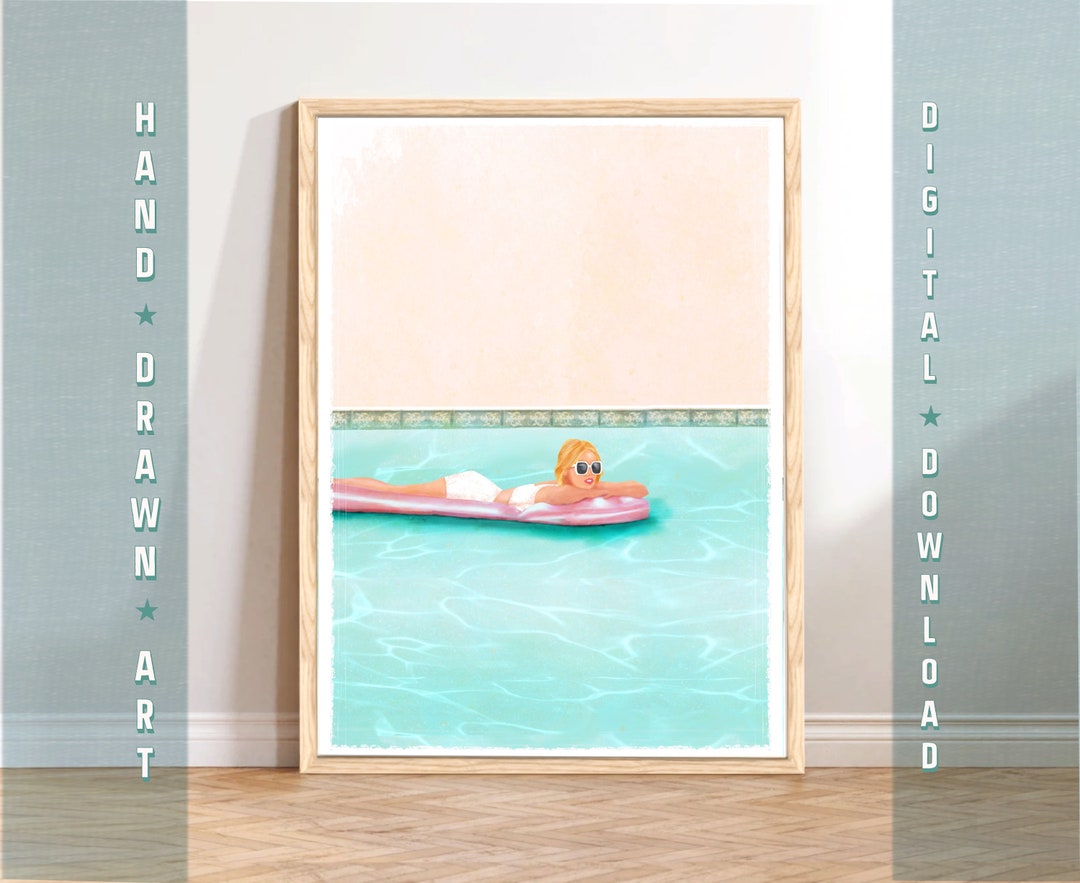 Vintage Pool Wall Art, Retro Swimming Pool Art Print, Summer Home Decor ...