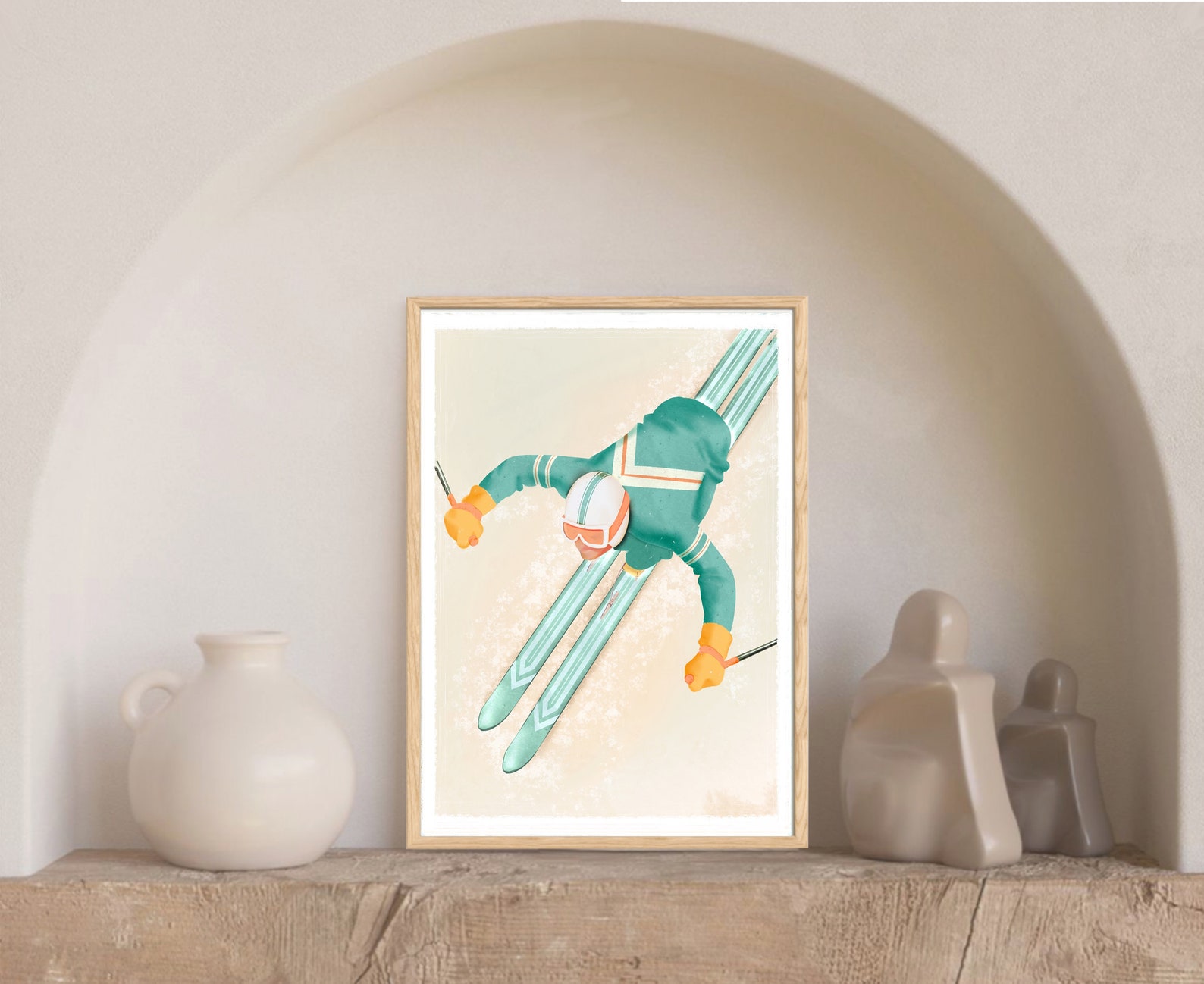 Retro Skier Printable Vintage Ski Poster Preppy Skiing - Etsy
