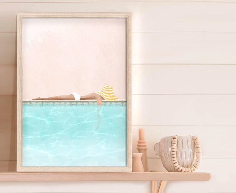 Vintage Swimming Pool Print Summer Tropical Home Decor Retro - Etsy