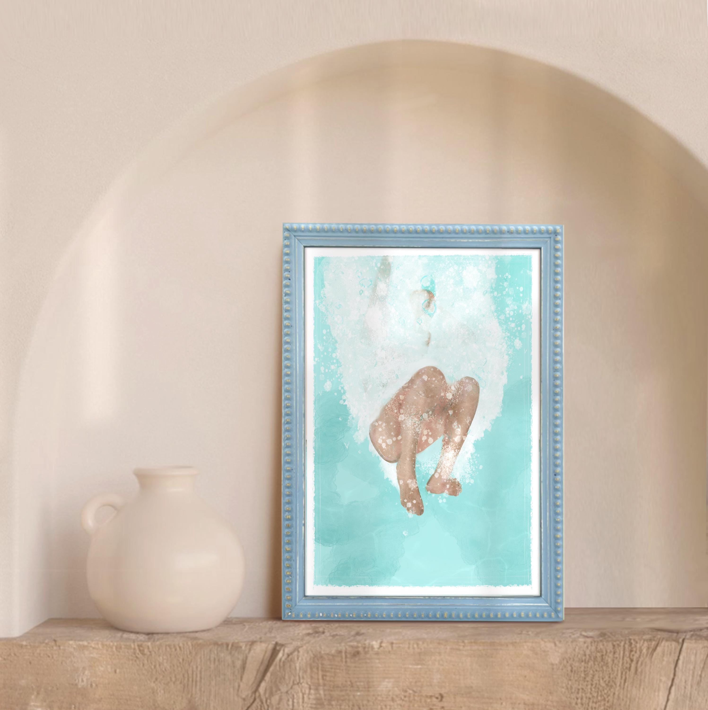 Underwater Swimming Pool Art Print: Retro Coastal Decor (digital ...
