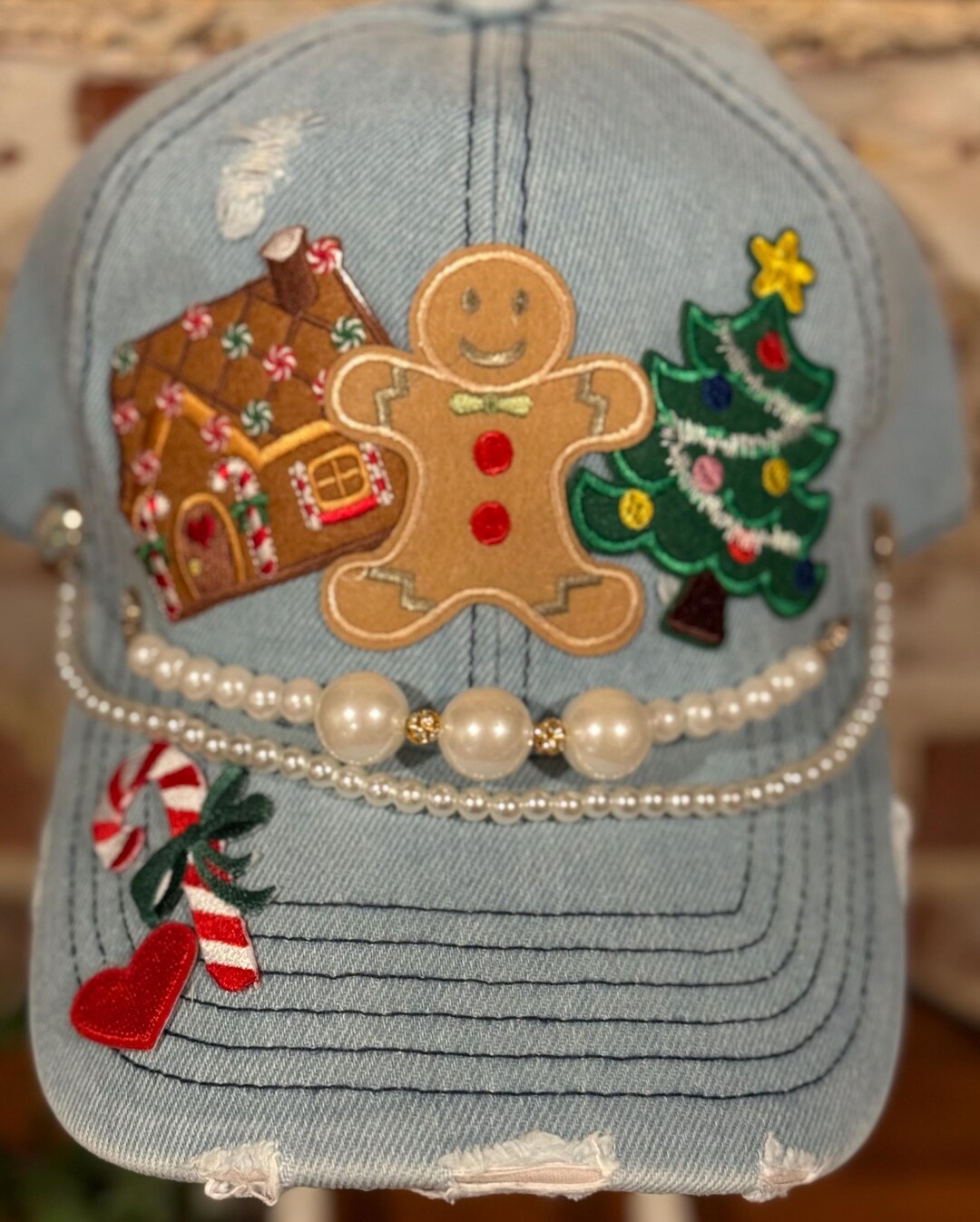 Gingerbread Denim Ball Cap - Etsy
