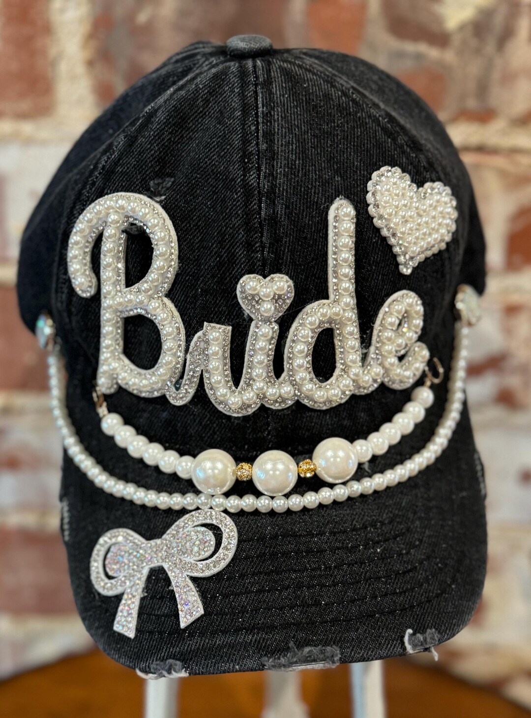Black Distressed Ball Cap With Bride Patch - Etsy