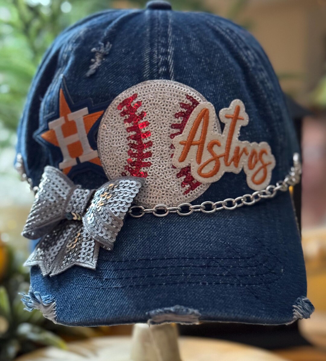 Distressed Denim Astros Baseball Cap - Etsy