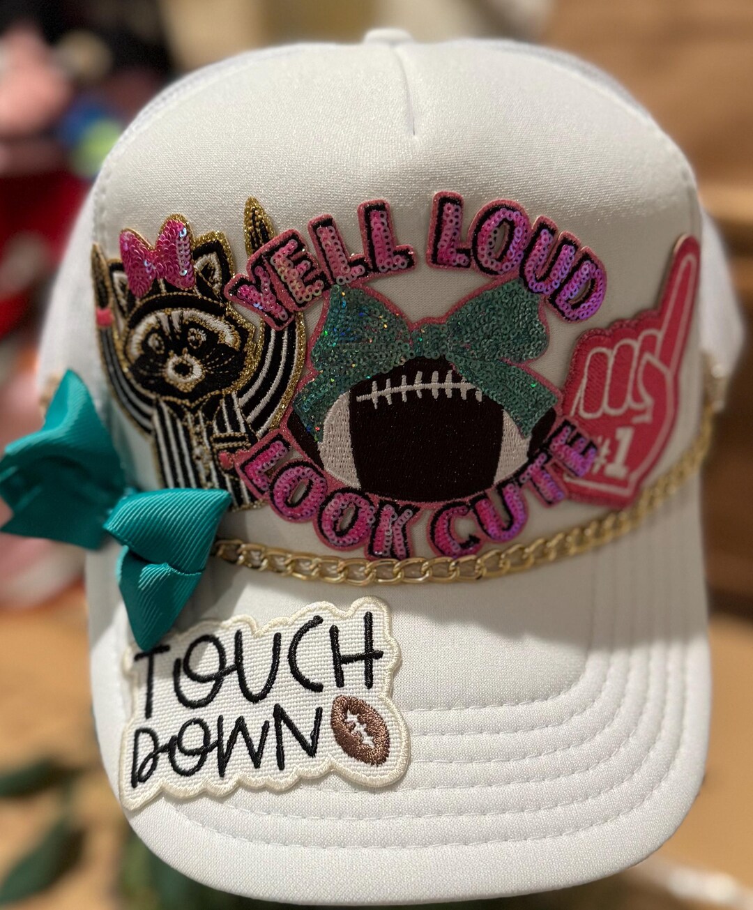 White Otto Trucker Hat With a Pink Football Theme in Patches ! - Etsy