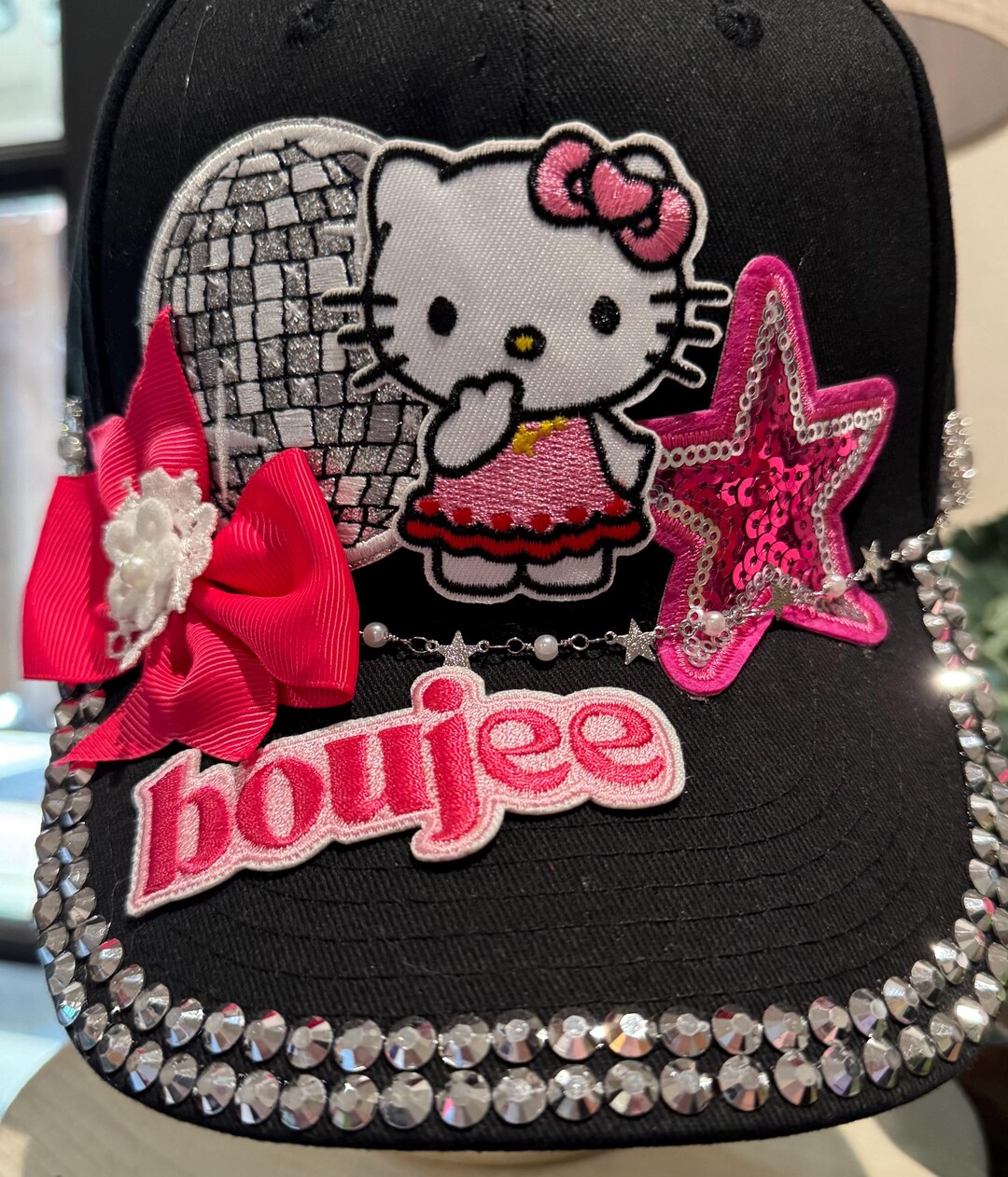 Black Boujee Hello Kitty Trucker Hat. Ladies. Studded. - Etsy