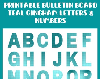Printable Bulletin Board Green Gingham Letters & Numbers - Etsy