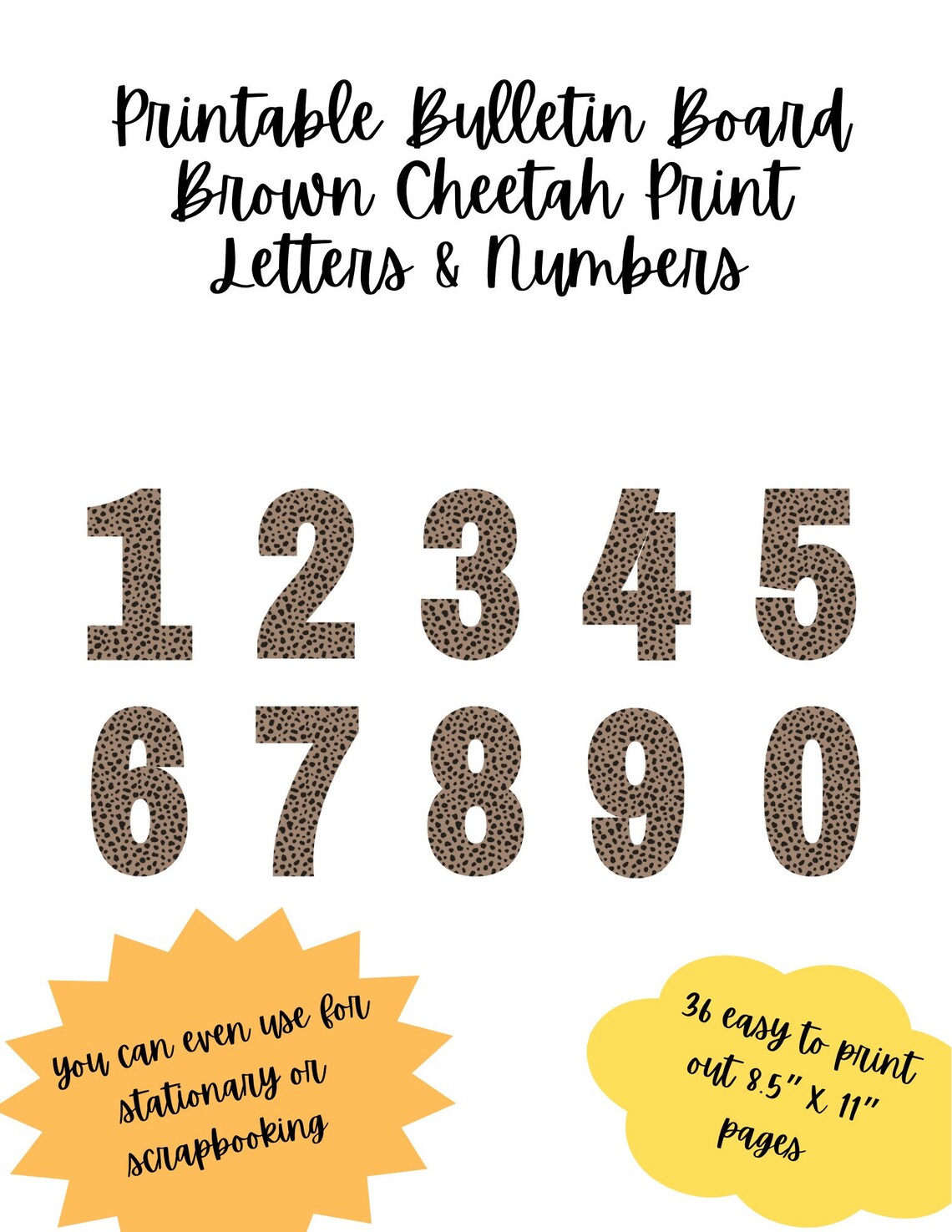 Printable Bulletin Board Brown Cheetah Print Letters & - Etsy