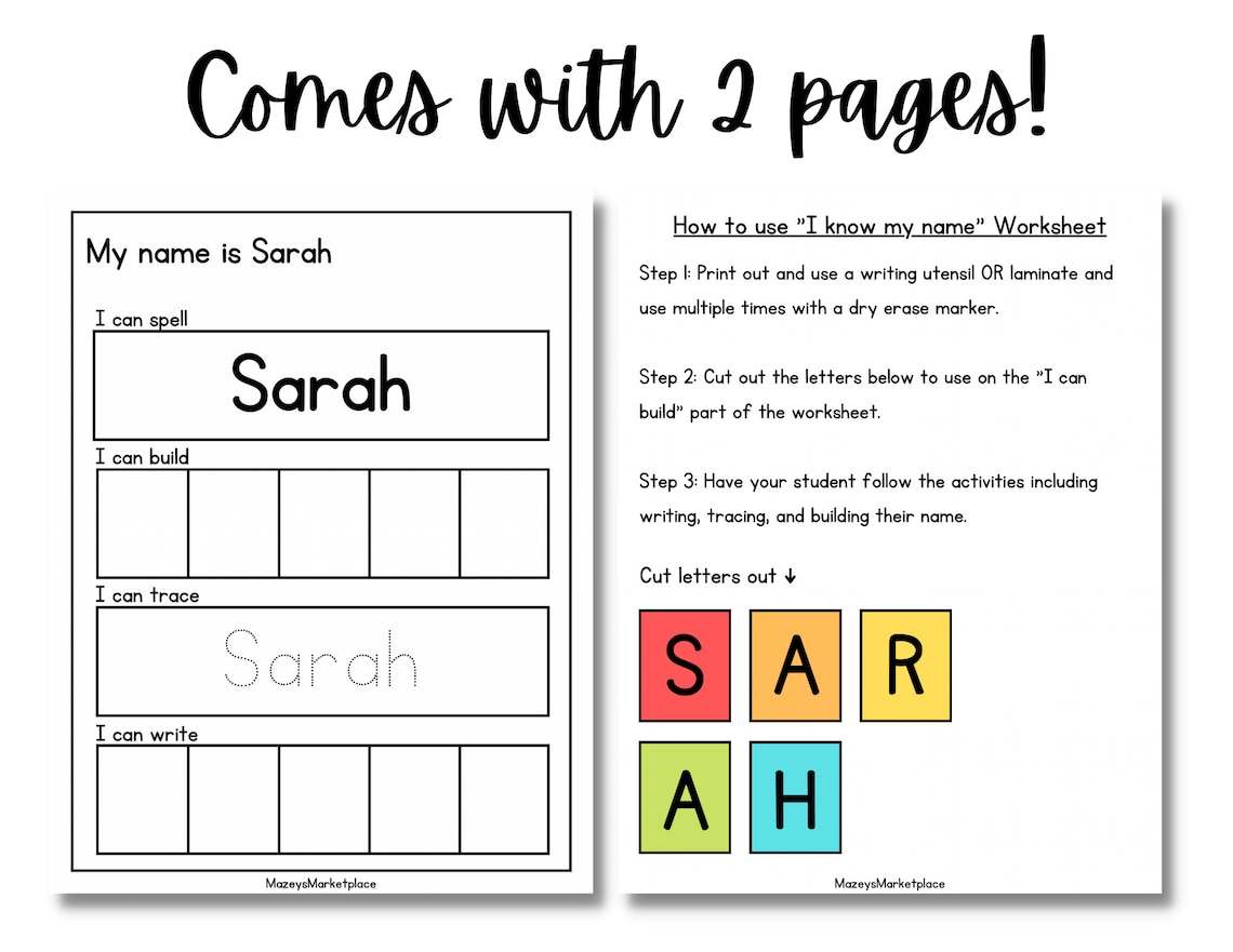 Custom Name Building Page I I Can Spell My Name Page I Name Worksheet I ...