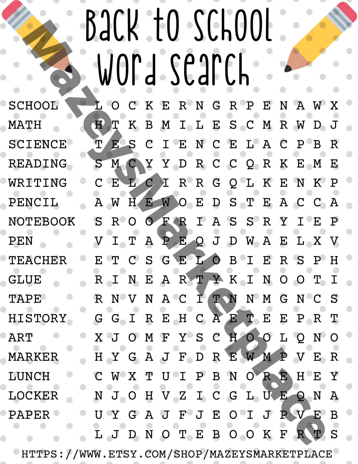 Word Search I Back to School I Elementary Word Search I Kids Word ...