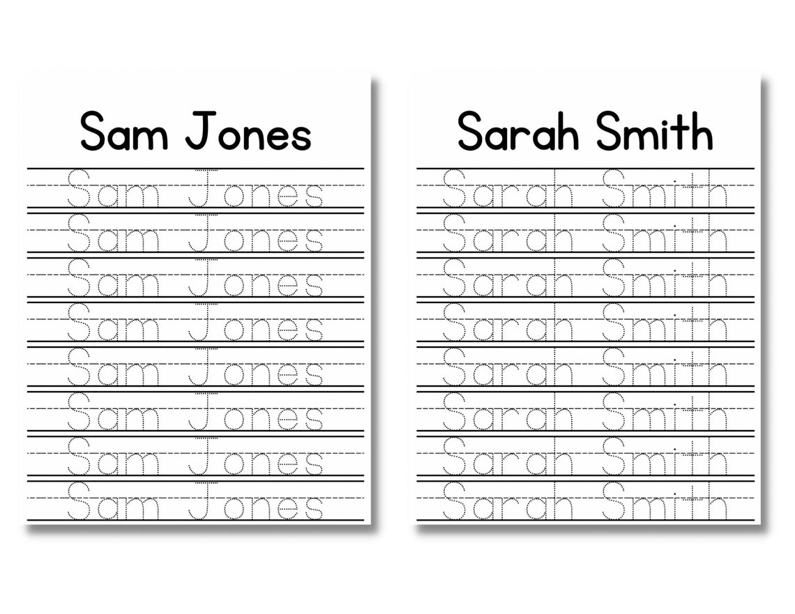 Custom Name Tracing Page Personalized Name Handwriting - Etsy
